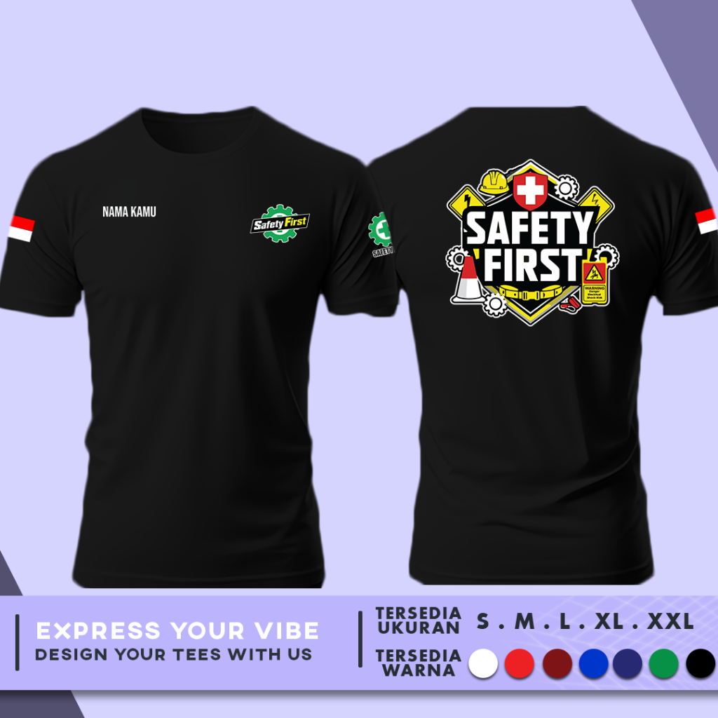 Jual Kaos Safety First Electric Shock Gratis Tulis Nama Kamu Baju ...