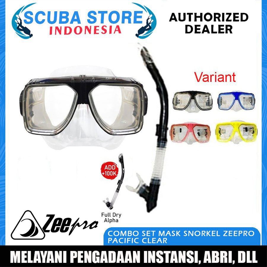 Jual Combo Set Mask Snorkel Zeepro Pacific Semi Full Dry Masker ...