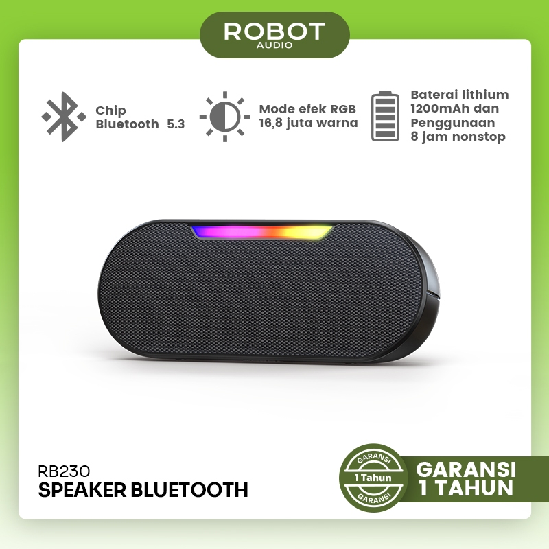 Jual ROBOT RB230 Speaker Bluetooth 5.3 Super Bass RGB Light dengan TWS ...