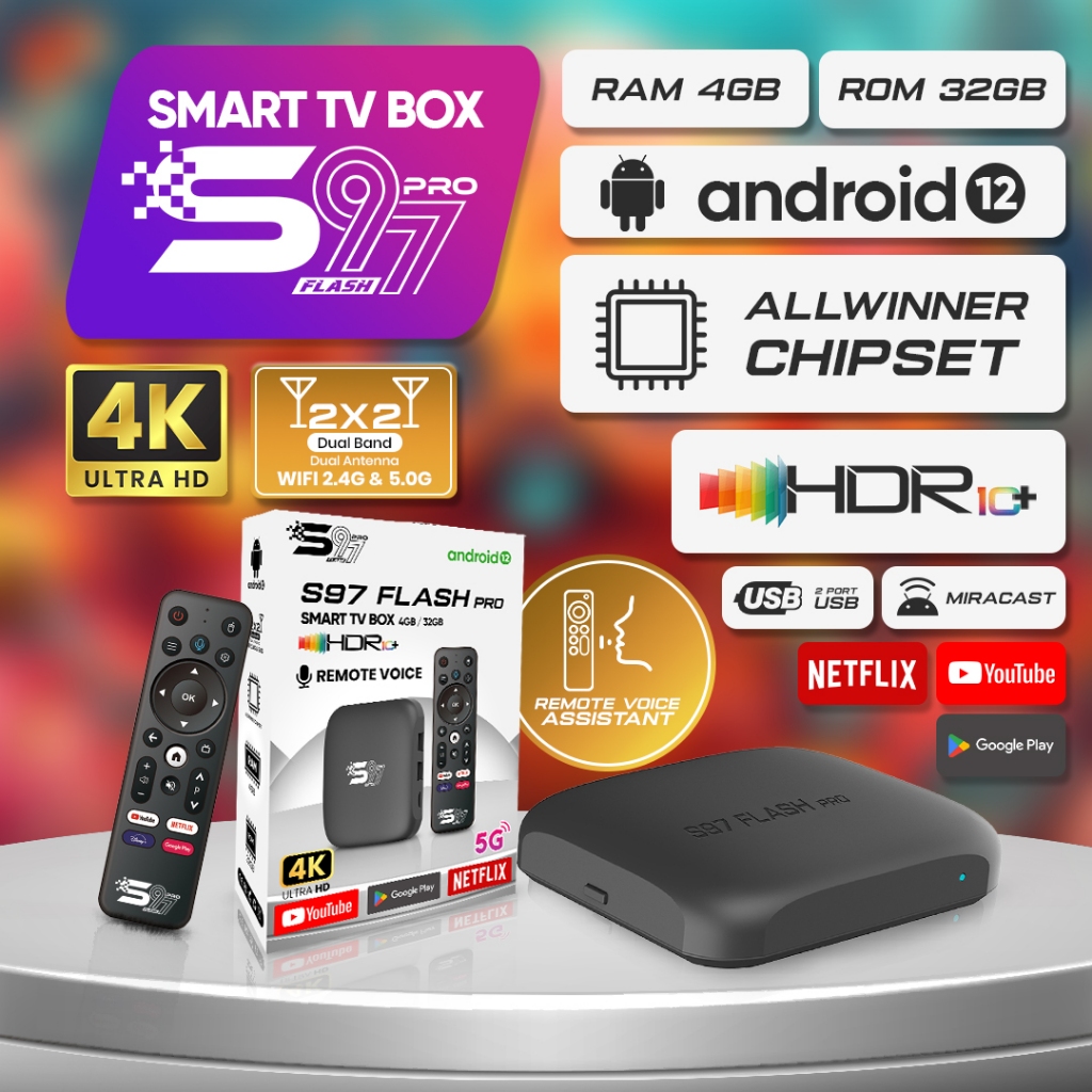 Jual Android box S97 flash pro 4/32gb 4k ultra hd remote voice android ...