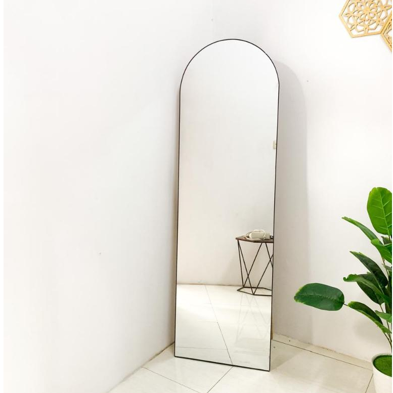 Jual FREE PACKING KAYU Thin frame Standing Mirror Full Body Oval Mirror ...