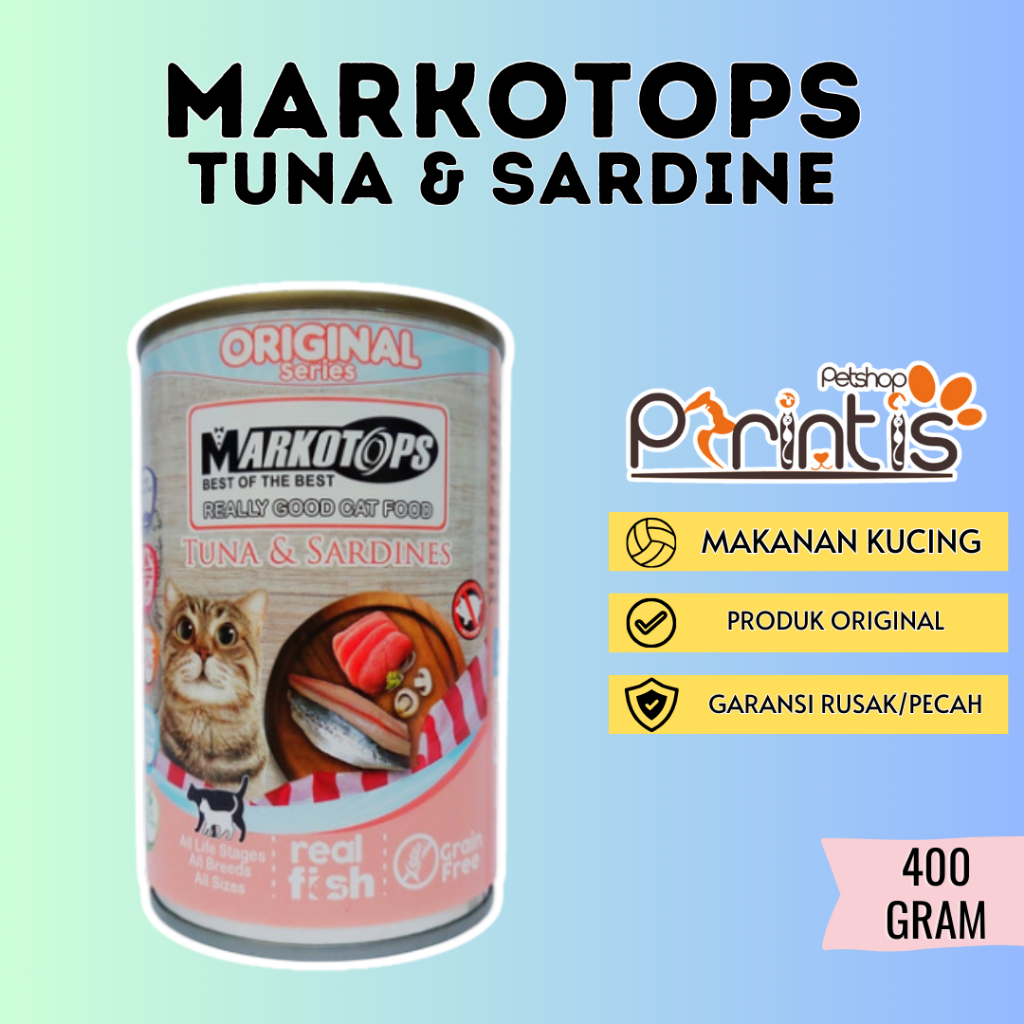 Jual Makanan Basah Kaleng Kucing Dewasa Markotops Adult Tuna Sardine ...