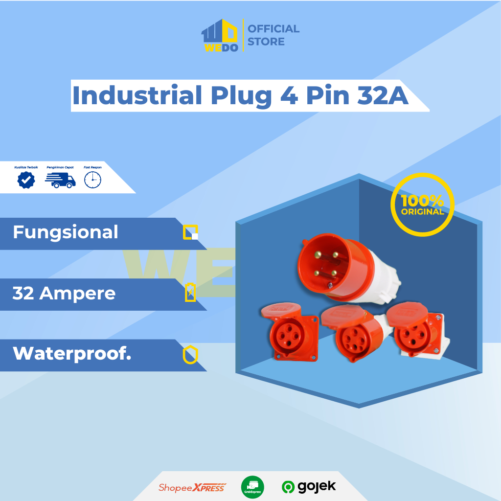 Jual Best Seller (SATU SET) (SEPASANG) 4 Pin 32 A// 4 KAKI 32 AMPERE ...