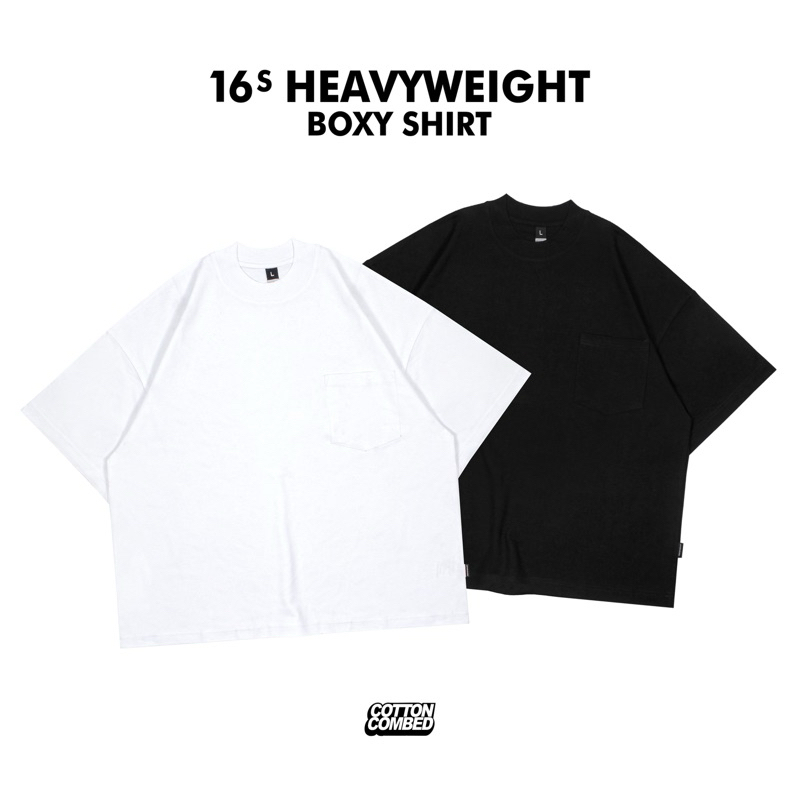 Jual Cottoncombed | Kaos Polos Boxy Oversize 16s Hitam Black Putih ...