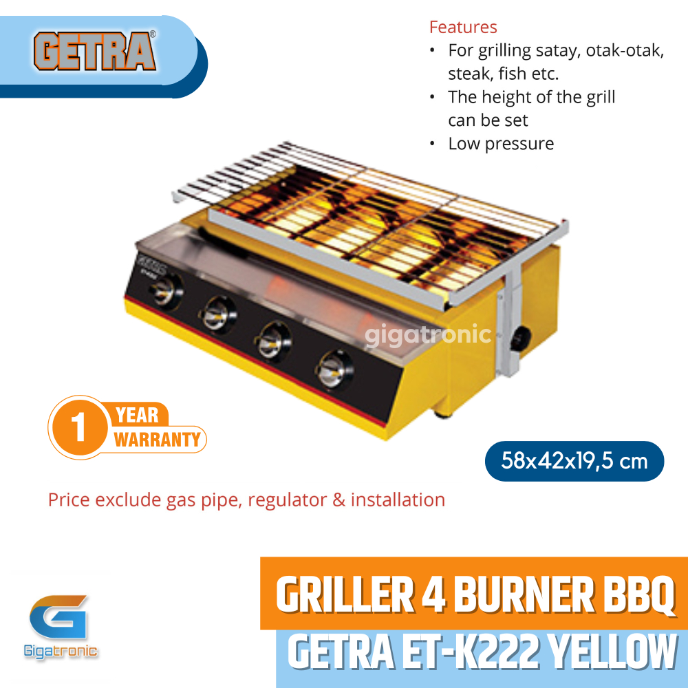 Jual Griller 4 Burner BBQ GETRA ET-K222 Yellow / Panggangan Sosis Sate ...