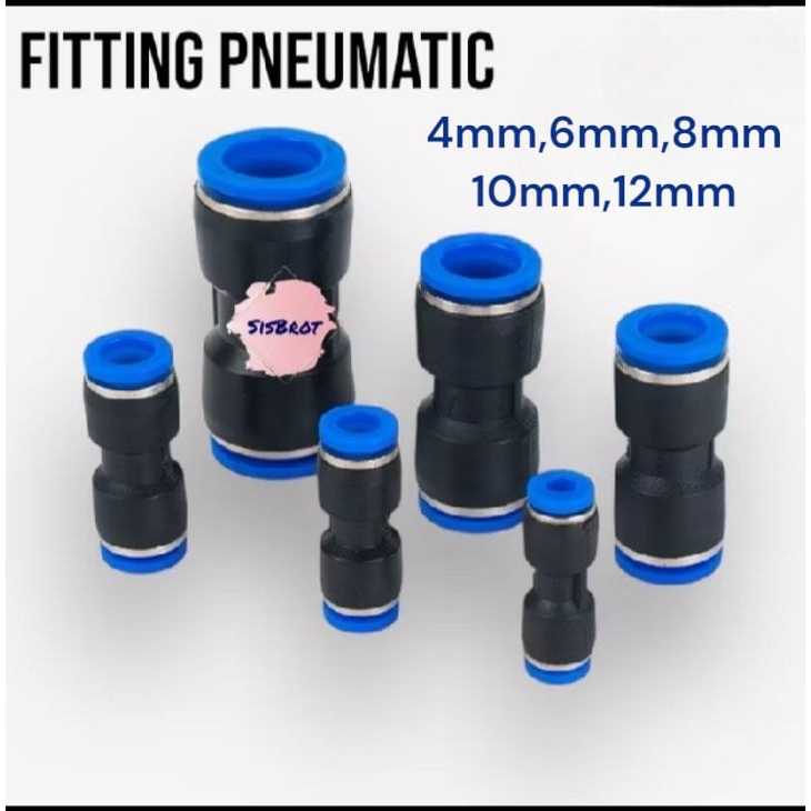Jual Fitting Pneumatic Lurus 4 6 8 10 12mm PU Fitting Lurus Slip Lock ...