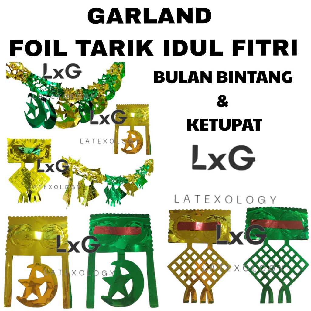 Jual Garland Foil Tarik Idul Fitri - Slinger Tinsel Garland Foil Lebaran - Ketupat-Bulan Bintang ...