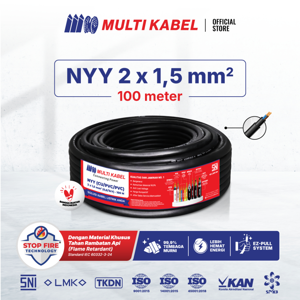 Jual MULTI KABEL-Kabel Listrik NYY 2x1.5 mm² - Kabel Tembaga Kawat ...