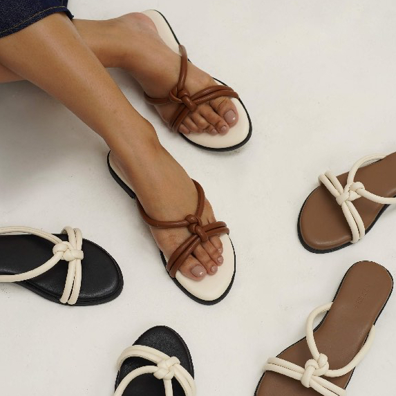 Jual ATTERA - DEMY (black/cream/taupe) - Sandal Flat Wanita 1cm ...