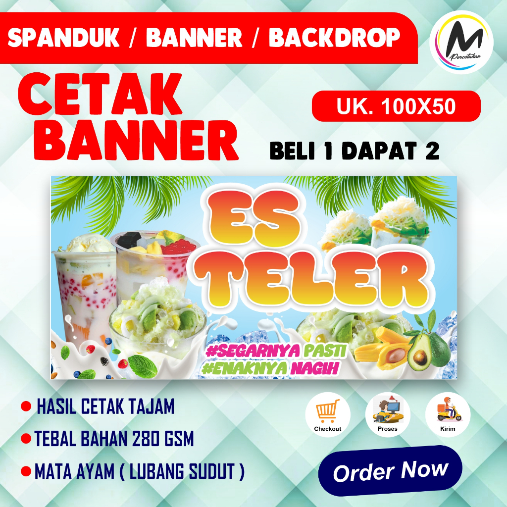 Jual Cetak Banner Es Teler Es Buah Es Teh Es Cendol Es Pop Ice - 100x50 ...