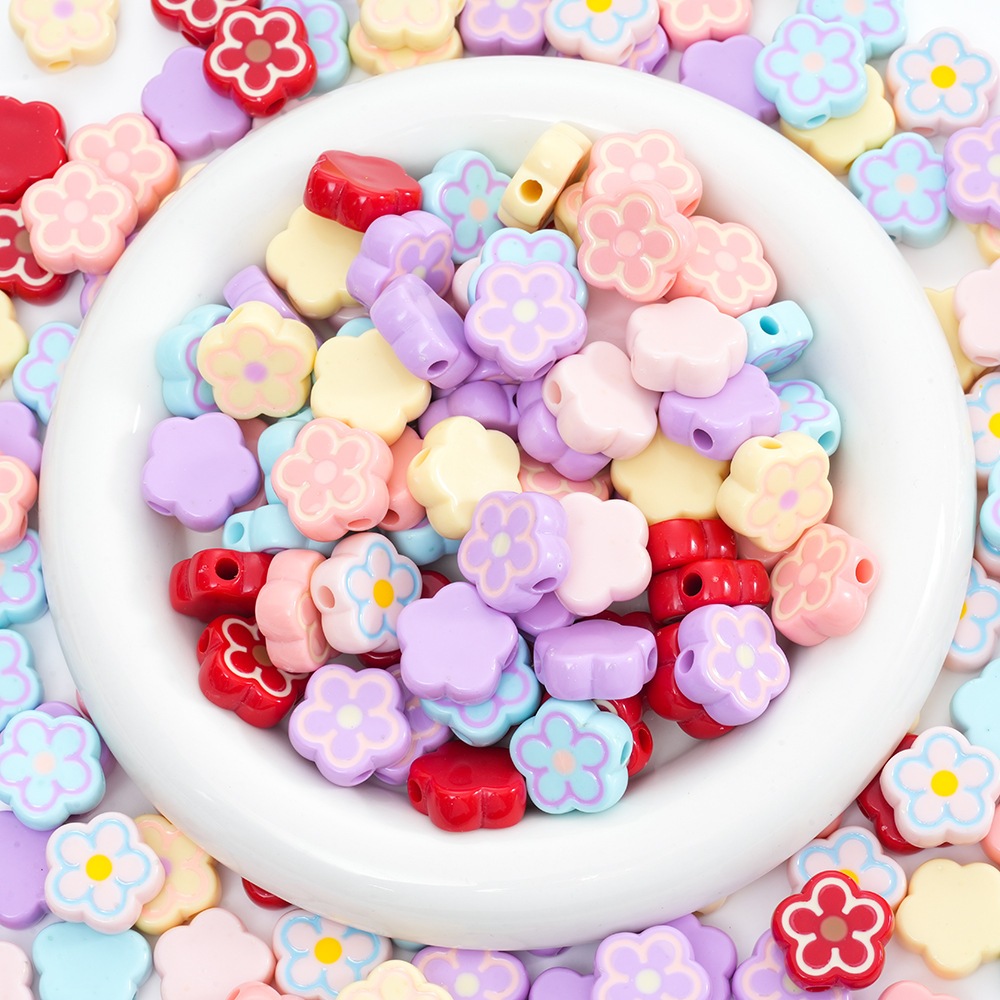 Jual Manik-manik Akrilik Berlubang Lurus Dengan Motif Bunga Tetes ...