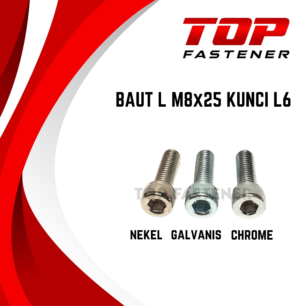 Jual BAUT L M8X25 KUNCI L6 8X25 8MM DRAT 12 NEKEL CHROME GALVANIS PUTIH | Shopee Indonesia
