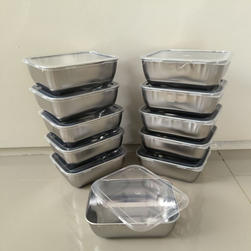 Jual Tempat wadah makanan stainless 304 tutup plastik/food box food ...