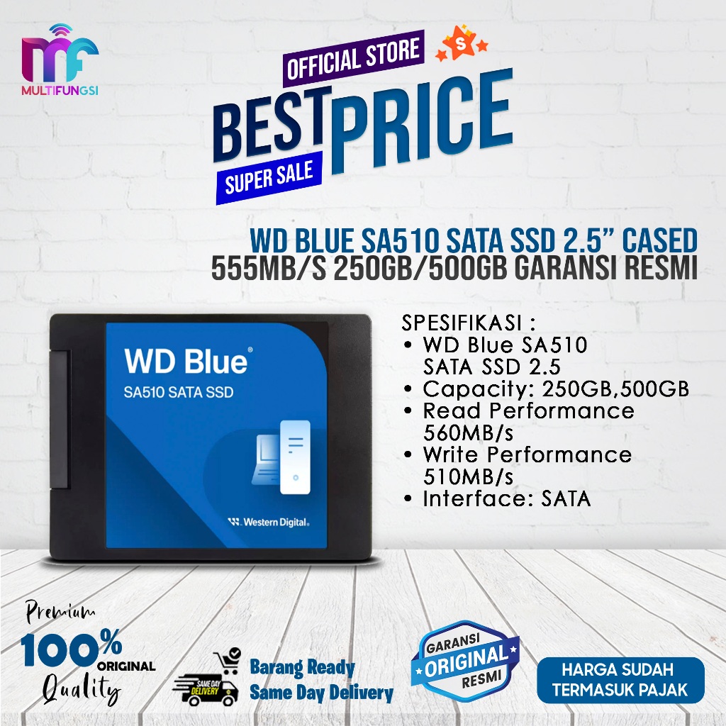 Jual WD Blue SA510 SATA SSD 2.5” Cased 555MB/s 250GB/500GB Garansi Resmi | Shopee Indonesia