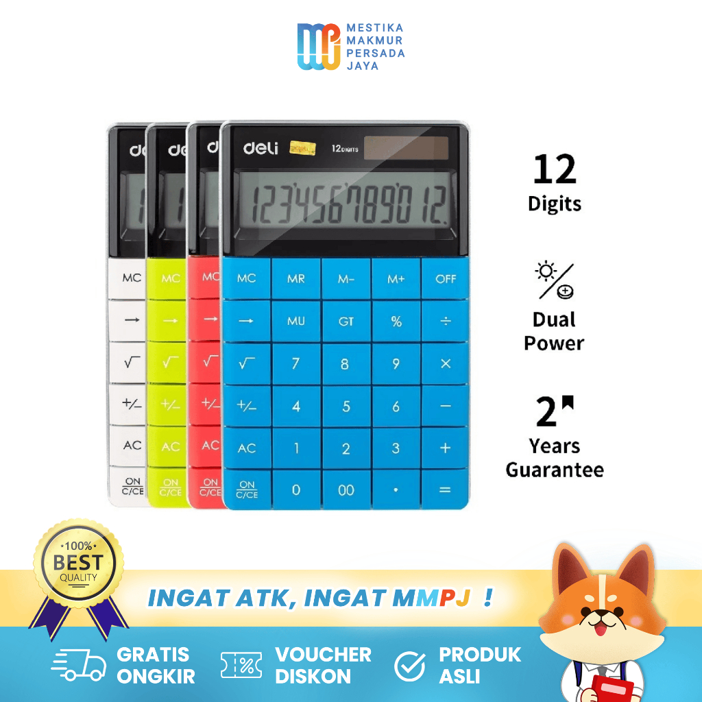 Jual Deli Kalkulator Scientific 12 Digit Dual Power - E1589 | Shopee ...