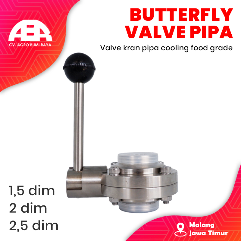 Jual Butterfly valve kran pipa cooling stainless foodgrade sanitary ...