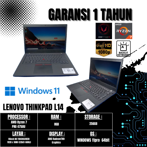 Jual LAPTOP Lenovo ThinkPad L14 || AMD Ryzen 7 PRO 4750U || RAM 8GB || SSD 1TB || NEW ...