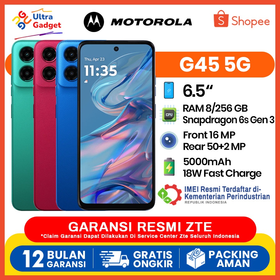 Jual Motorola G45 5G [8GB+256GB] - Garansi Resmi 1 Tahun | Shopee Indonesia