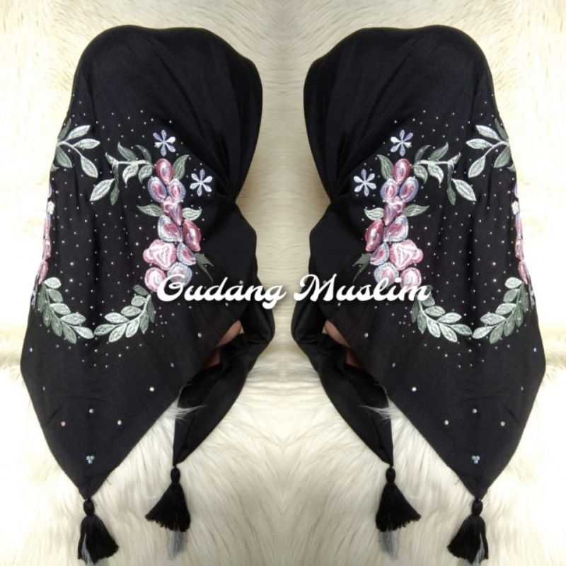 Jual New!!HIJAB SEGI EMPAT BORDIR TASEL|| KERUDUNG SEGI EMPAT BORDIR ...