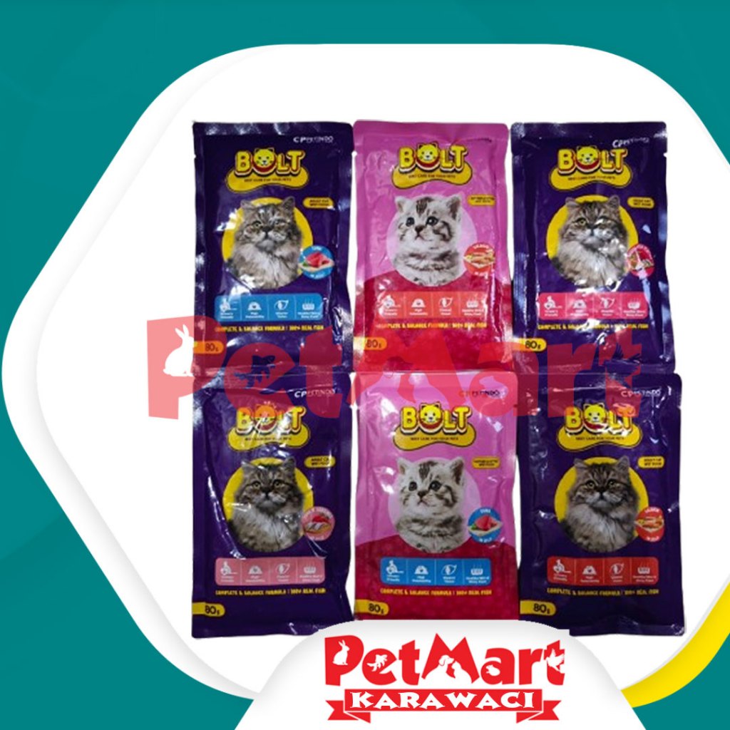 Jual MAKANAN KUCING - BOLT CAT POUCH 80GR KITTEN ADULT WET CATFOOD 80 ...