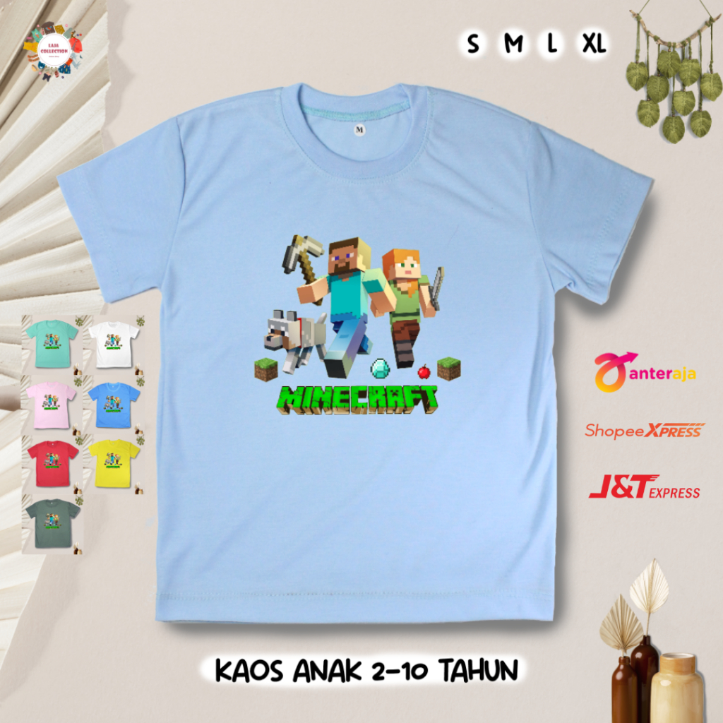Jual Kaos Anak Minecraft Umur 2-10 Tahun LAJA / Baju Anak / Atasan Anak ...