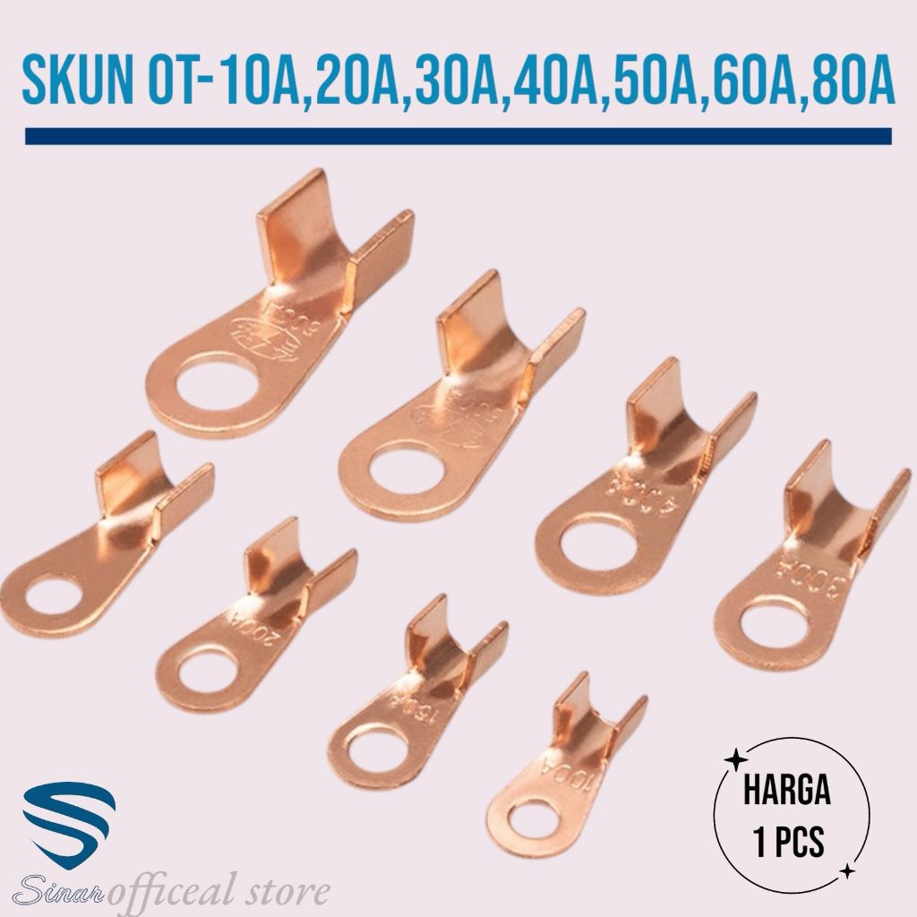 Jual Skun OT-10A,20A,30A,40A,50A,60A,80A/Skun OT Kabel Terminal Tembaga Harga 1 pcs | Shopee ...