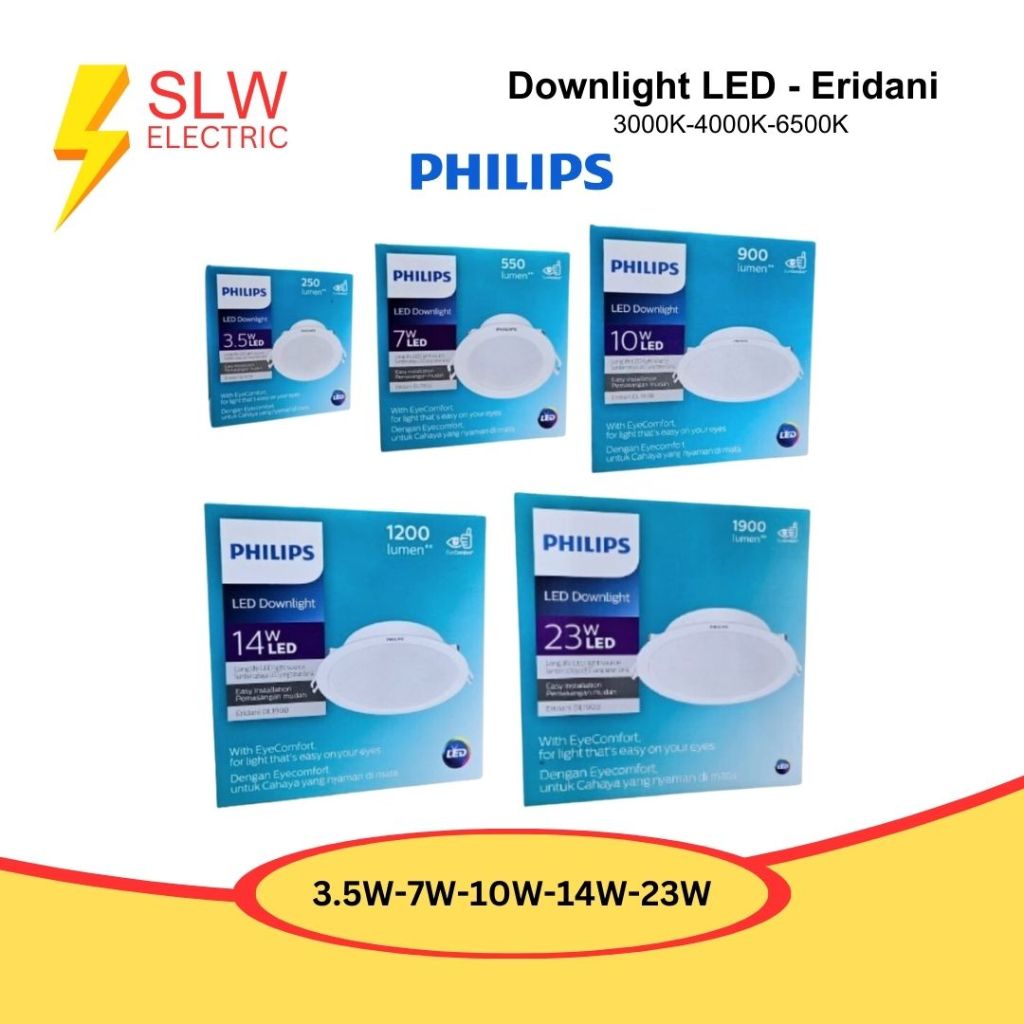 Jual PHILIPS DOWNLIGHT LED ERIDANI 3.5W 7W 10W 14W 23W WATT 3000K 4000K ...