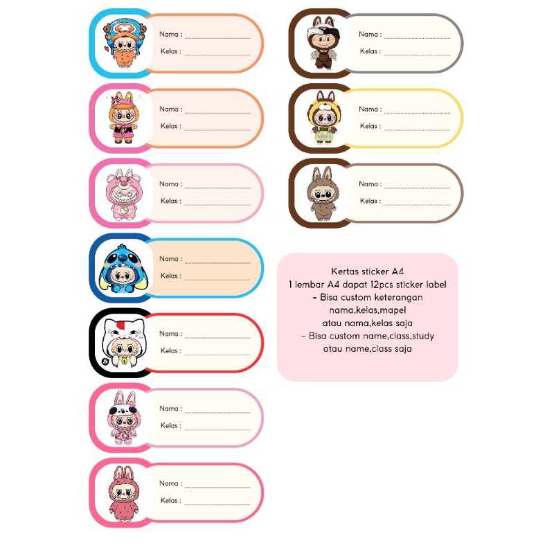 Jual Sticker label buku anak Labubu | Shopee Indonesia