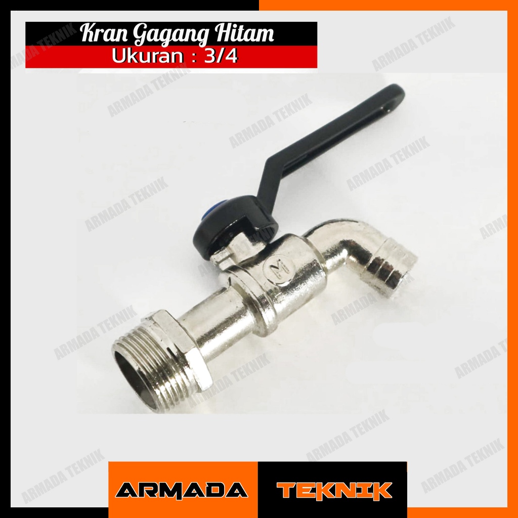 Jual Kran Air Besi Keran Air Tembok Gagang Hitam Bonucci 3/4 Inch | Shopee Indonesia
