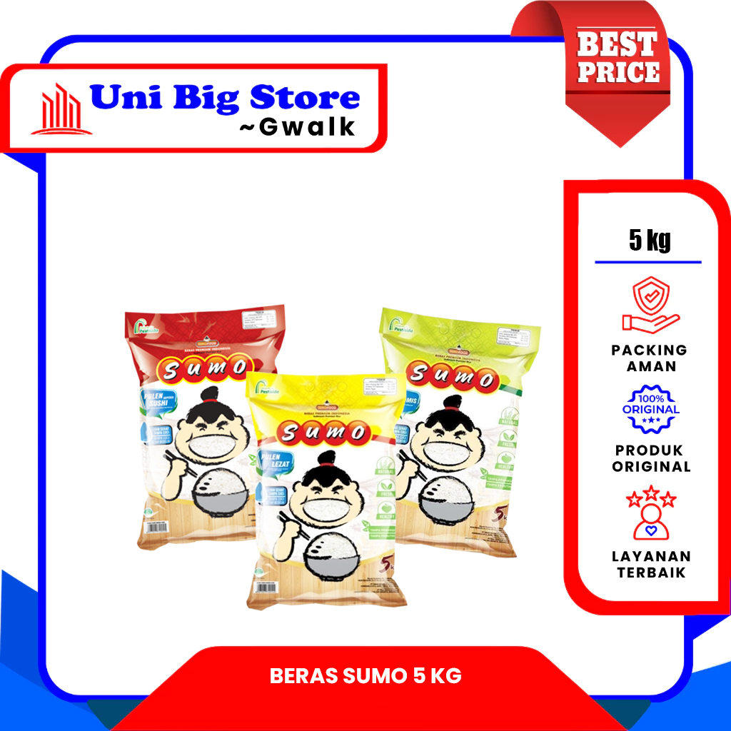 Jual BERAS PREMIUM SUMO MERAH - KUNING - HIJAU - 5 kg | Shopee Indonesia