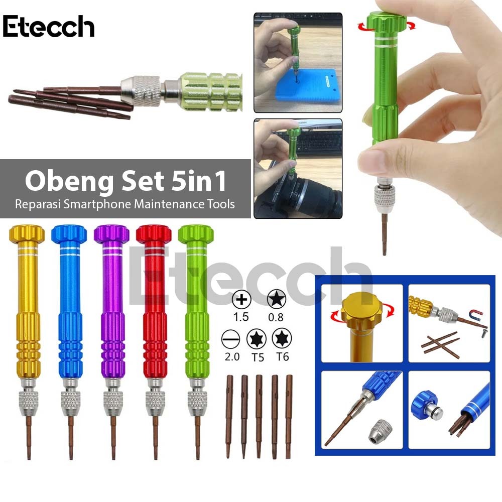 Jual Obeng Set 5in1 Reparasi Smartphone Maintenance Tools | Shopee ...