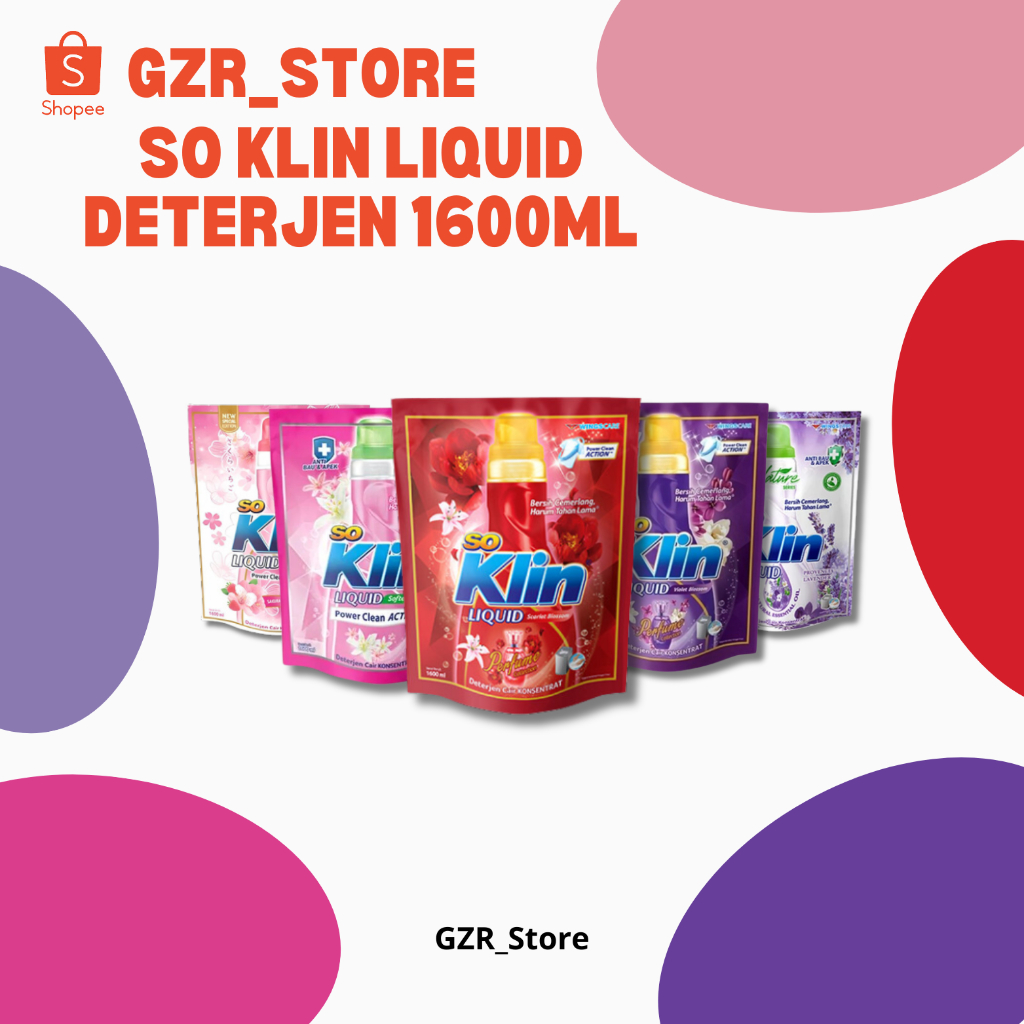 Jual SO KLIN LIQUID SOFTERGENT DETERJEN 1600ML // 1,6L ALL VARIANT | Shopee Indonesia