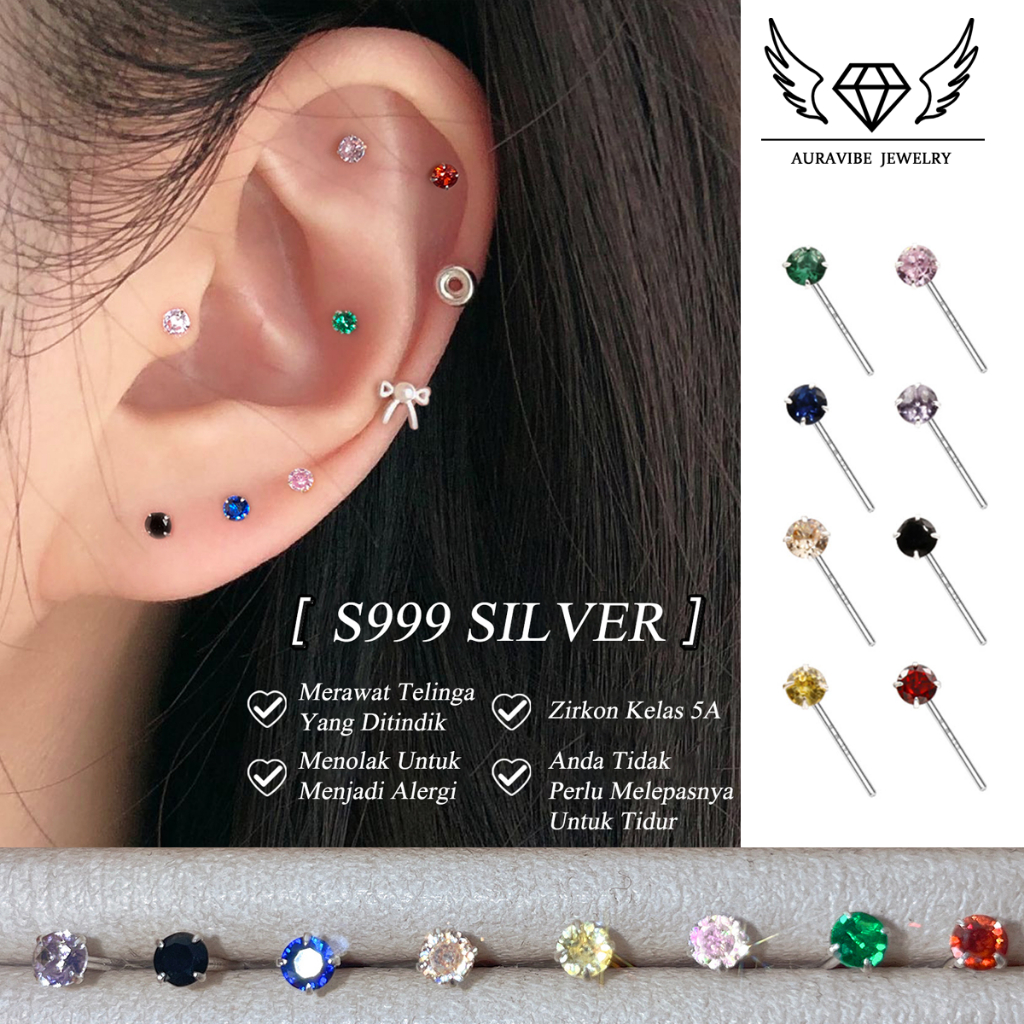 Jual AURAVIBE JEWELRY-999 SILVER Anting-anting perak murni untuk wanita ...