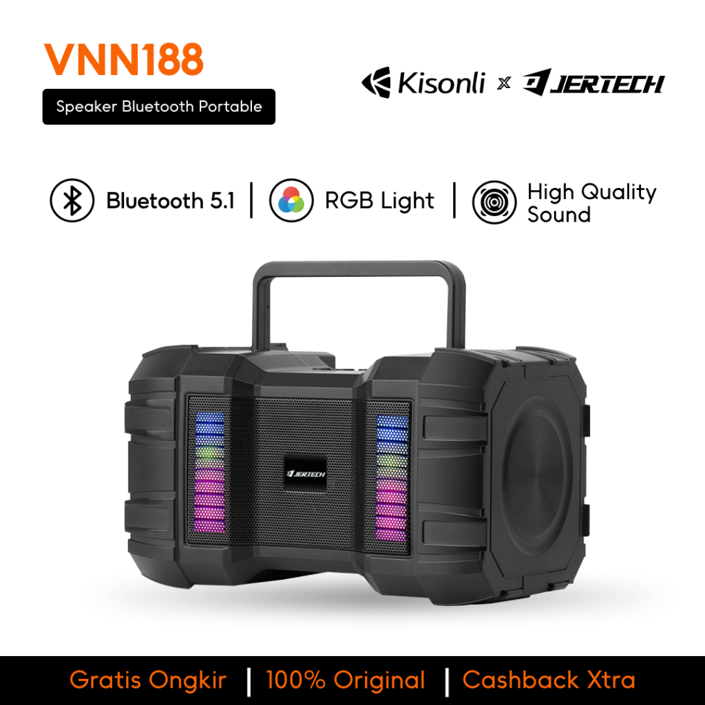 Jual KISONLI x JERTECH Speaker Bluetooth 5.1 Portable VNN188 RGB Light ...