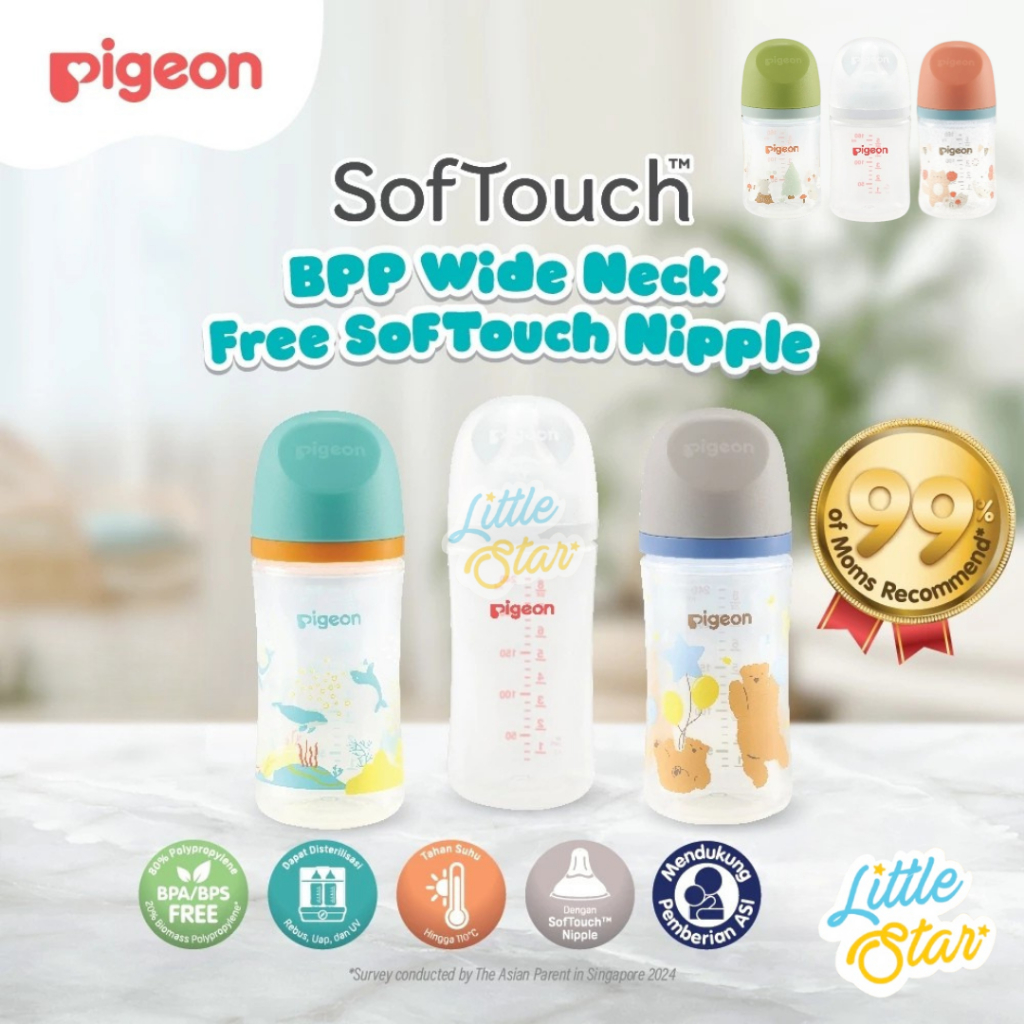 Jual Botol Susu Pigeon BPP Wide Neck 240/160Ml SofTouch Baby Nipple Dot Bayi Wideneck Anti-Colic ...