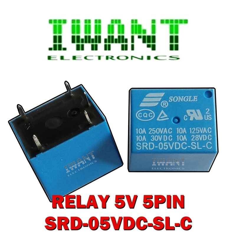 Jual RELAY 5V 5P RELAY 5 VOLT 5 PIN 10A 5VDC 5 KAKI RELAY SONGLE SRD-05VDC-SL-C | Shopee Indonesia