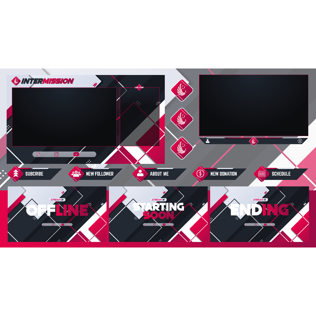 Jual Twitch Overlay untuk Streamer Tema Redswan | Shopee Indonesia