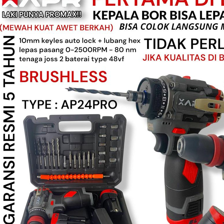 Jual BARU APR bor brushless driver 10mm keyless auto lock type AP24PRO ...