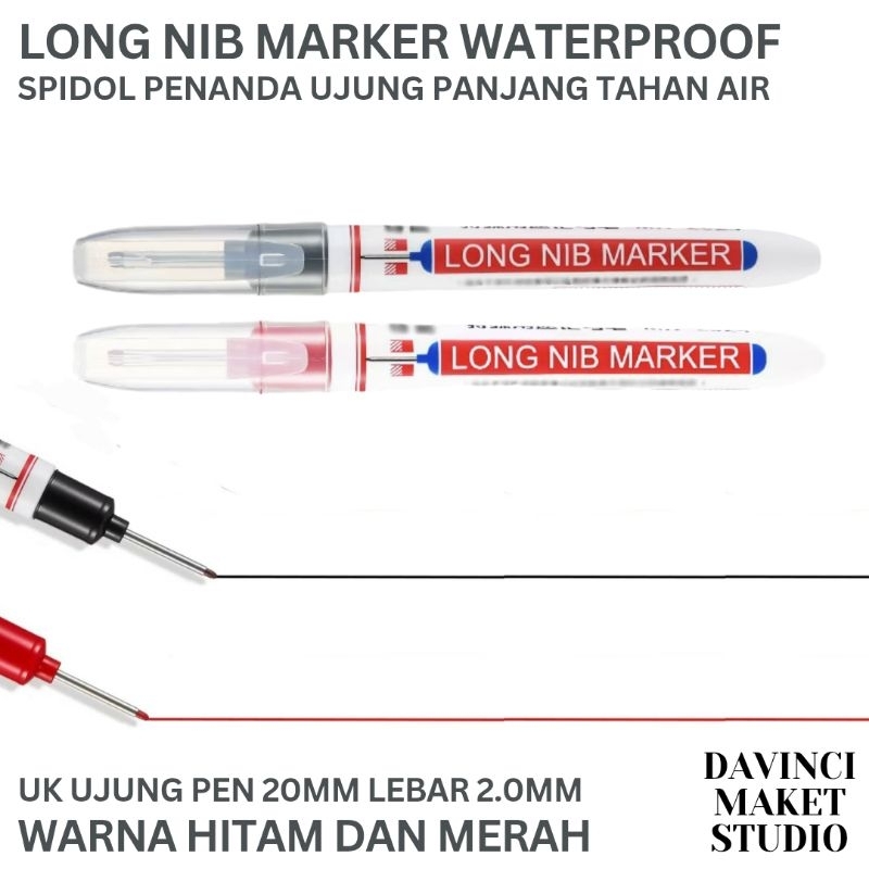 Jual (Longtip) Long Nib Tip Pen Marker Black Red Green Blue Waterproof ...