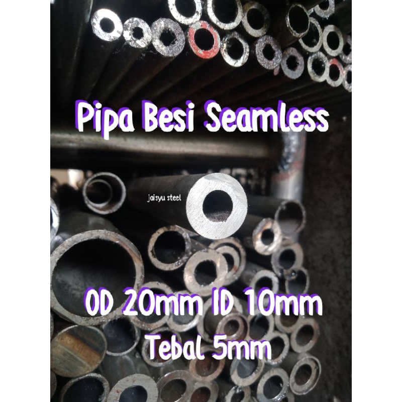 Jual Pipa Besi Seamless OD 20mm ID 10mm Tebal 5mm panjang 20cm s.d 100cm | Shopee Indonesia
