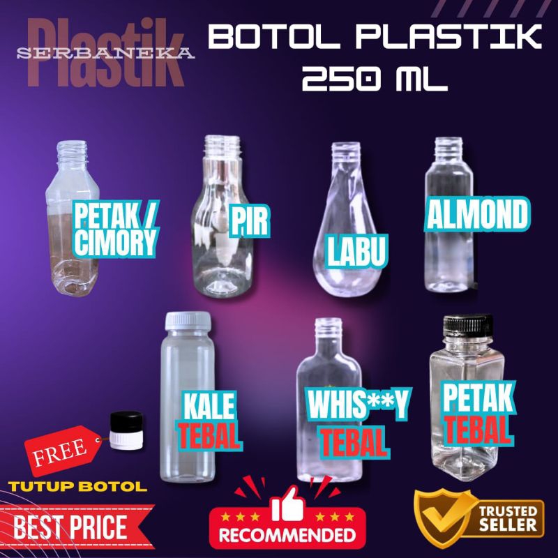 Jual Botol Plastik 60ml, 100ml, 250ml, 330ml, 1000ml Model Almond ...