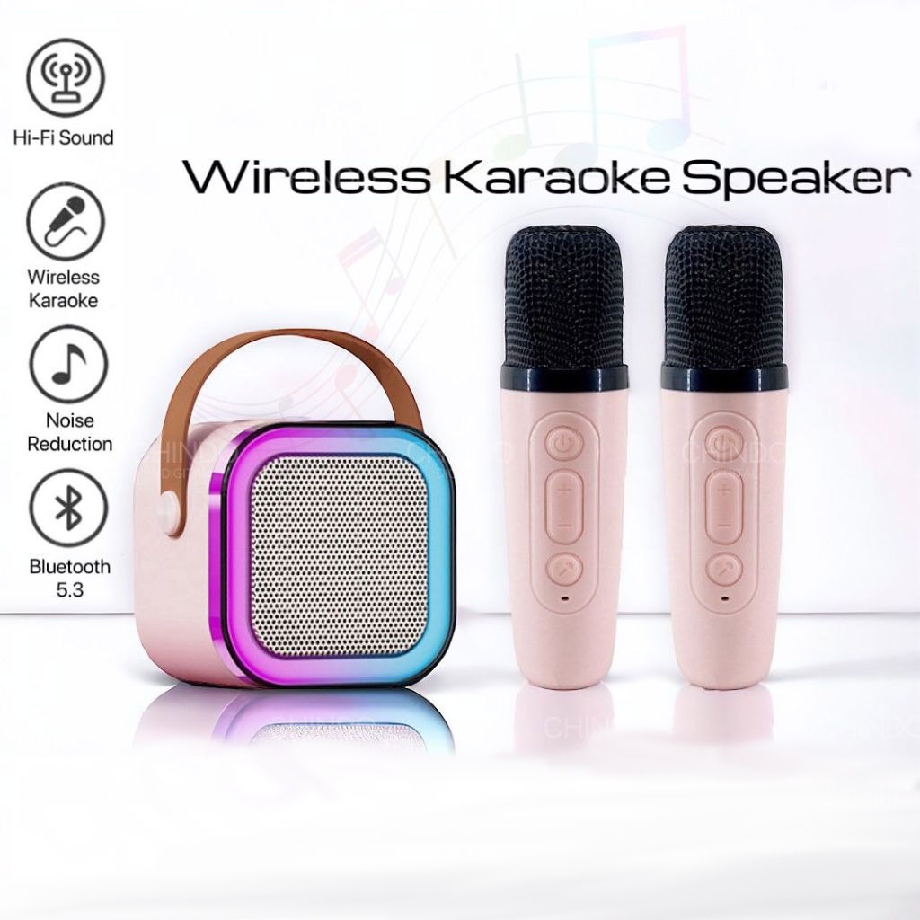 Jual 【Speaker Keren】Karaoke Portable Wireless Mic, LED Warna-Warni ...