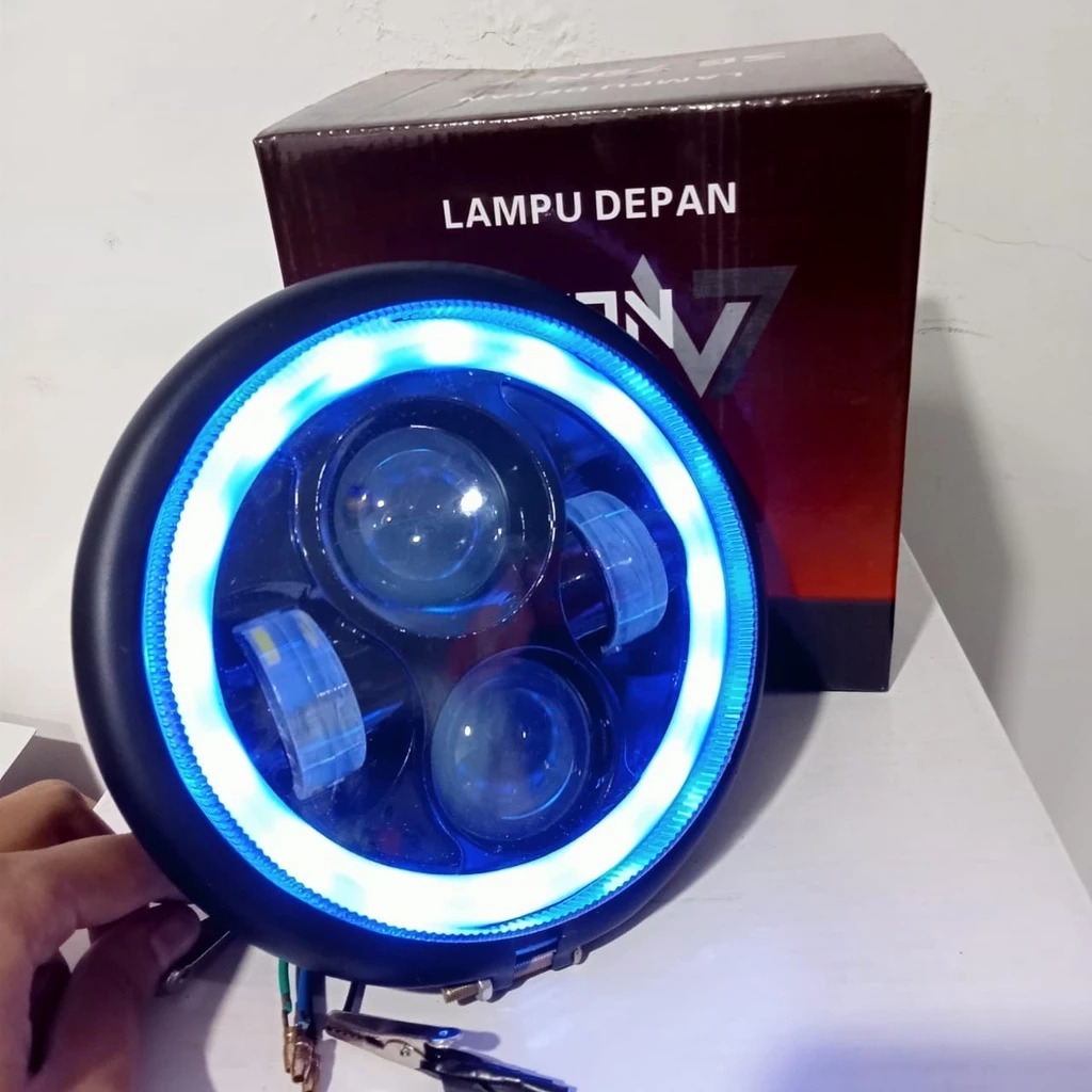 Jual Headlamp Daymaker Owen LED Angel Eye Lampu depan CB Custom Japstyle Vixion GL Tiger MP ...