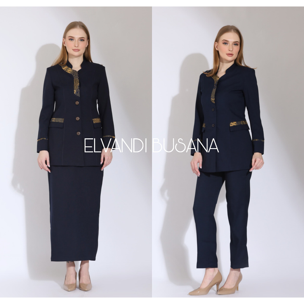Jual Blazer Wanita Baju Kerja Kantor Seragam Dinas PDH PNS Pemda Guru ASN Wanita kode 7011 Biru ...