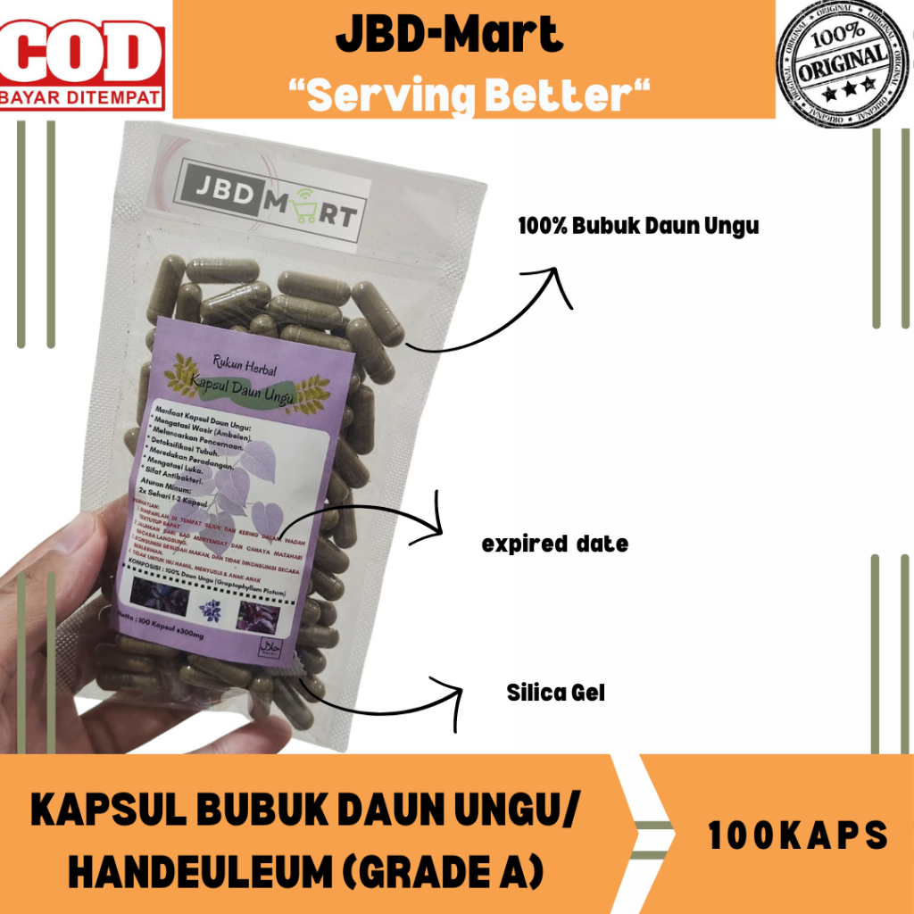 Jual Rukun Herbal Kapsul Daun Ungu/Handeulem isi 100 Kapsul | Shopee Indonesia