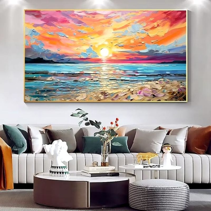 Jual Lukisan Dinding Pantai Tekstur Timbul Tebal Full Color Hiasan ...