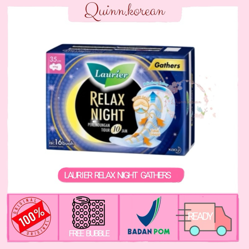 Jual Laurier Relax Night Gathers 35cm Wing isi 16 Buah | Shopee Indonesia