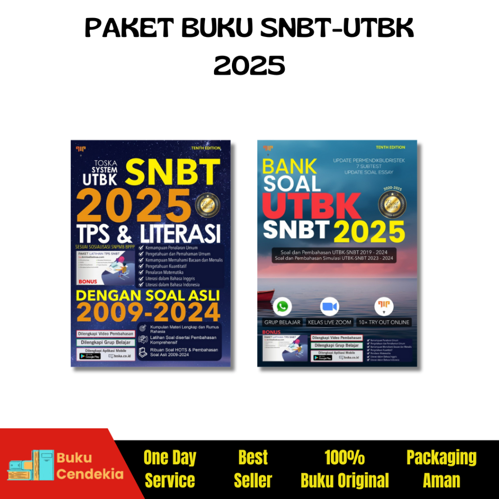 Jual Bebas Inti Cendekia - Paket 2 Buku UTBK SNBT 2025 Materi, Soal, dan Pembahasan Asli TPS dan ...