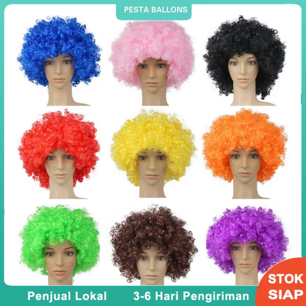 Jual Rambut Palsu Wig Rambut Palsu Kribo Wig Kribo Keriting Wig Badut ...
