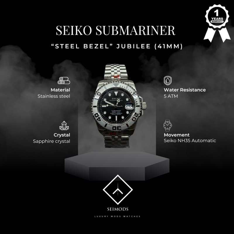 Jual Jam Tangan Seiko Mod Submariner Black Steel Jubilee NH35 Automatic Watch Seikolex | Shopee ...